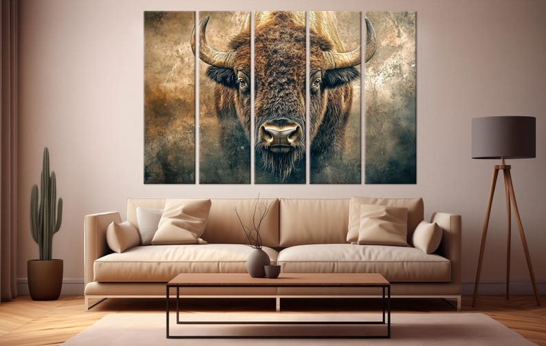American Buffalo Canvas Print: Large Rustic Western Wall Art - Etsy
