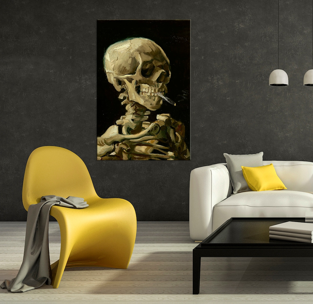 Vincent Van Gogh Skull With a Burning Cigarette Canvas Print Smoking ...