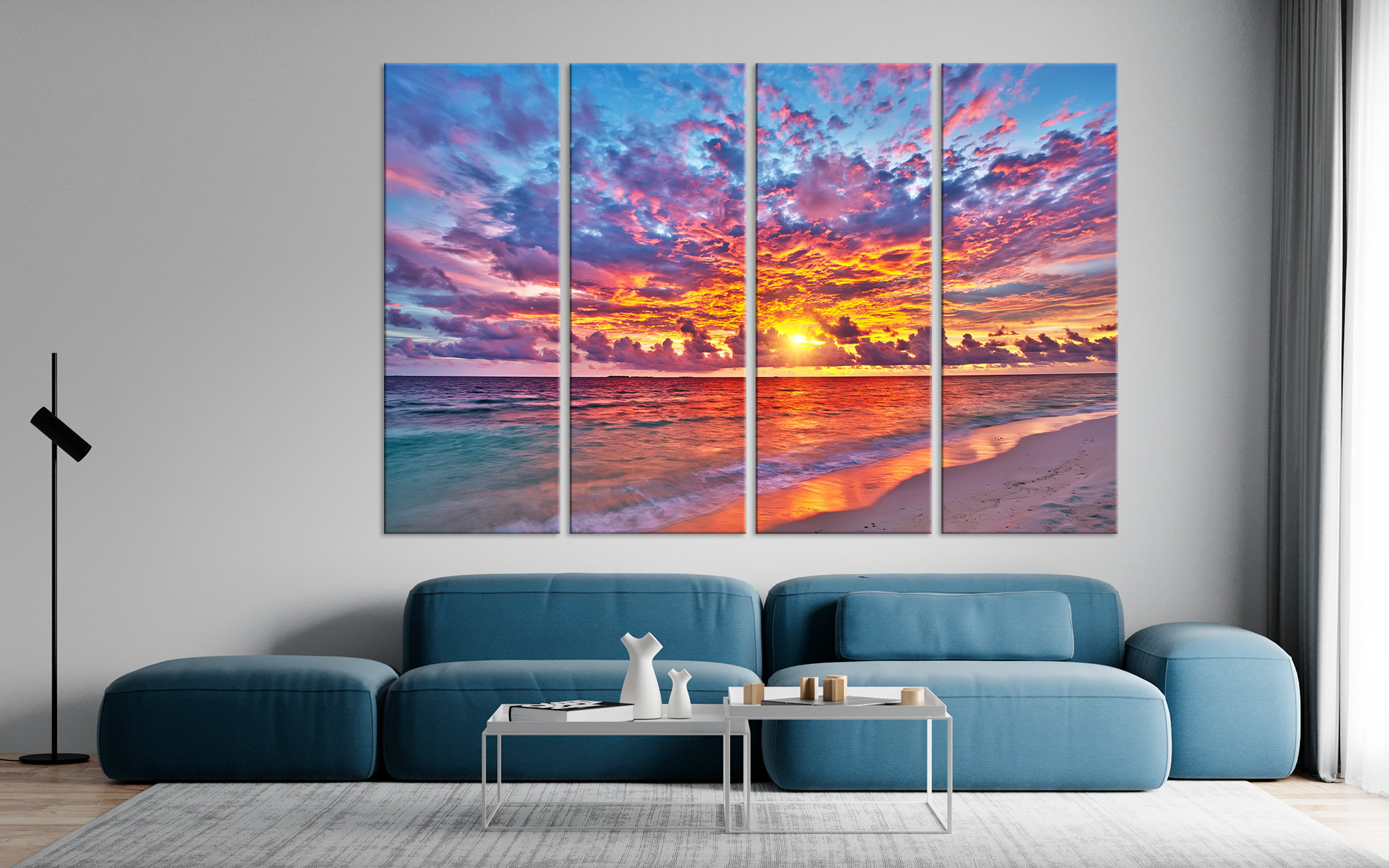 Beach Sunset Canvas Print Sea Wall Art Ocean Canvas Landscape Print ...