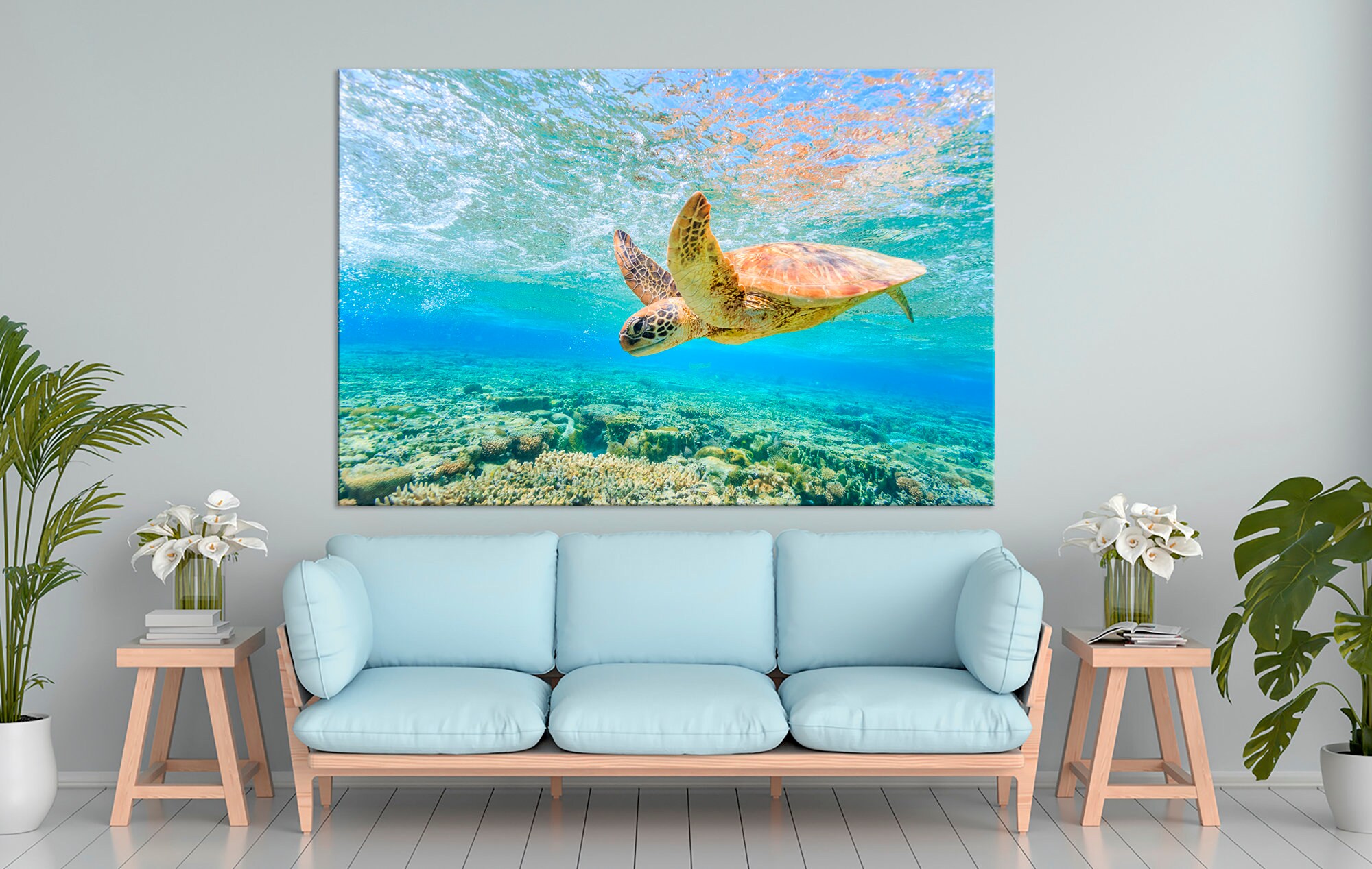Sea Turtle Canvas Print Ocean Art Sea Print Turtle Canvas Nature Print ...