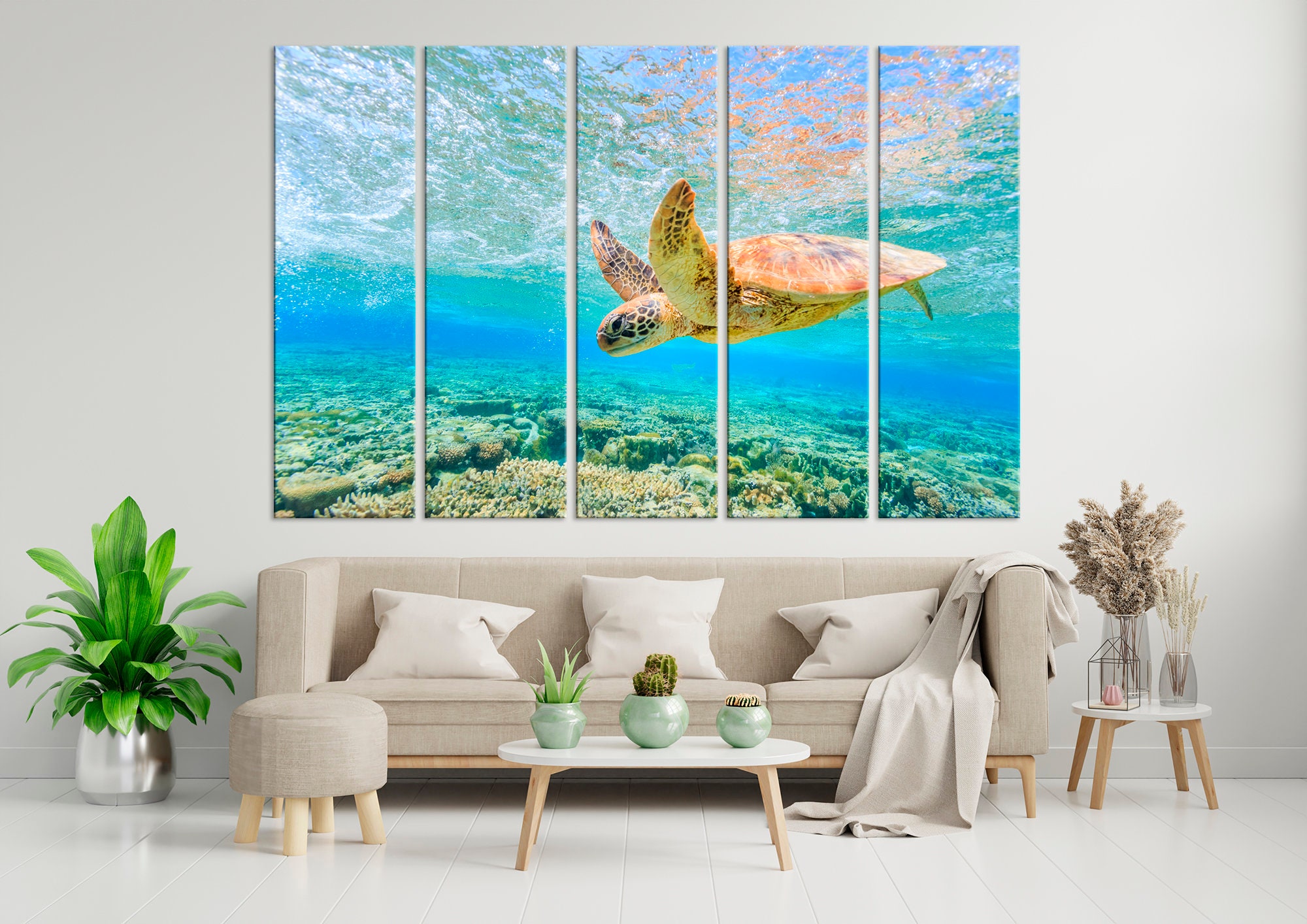 Sea Turtle Canvas Print Ocean Art Sea Print Turtle Canvas Nature Print ...