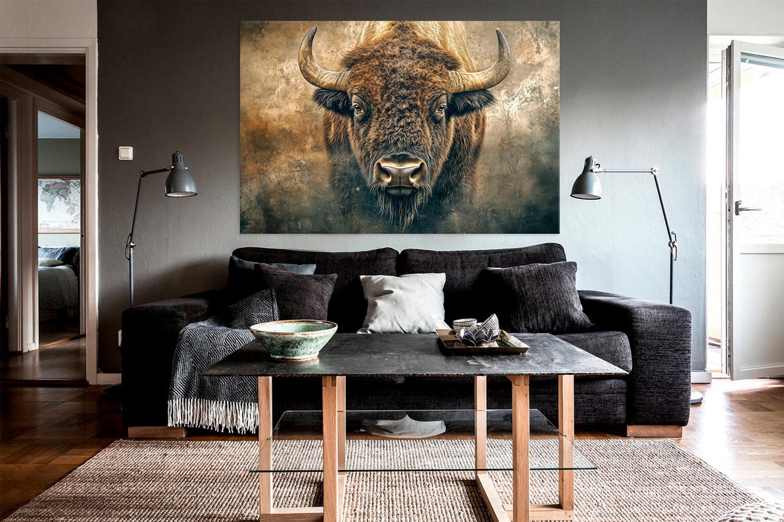 American Buffalo Canvas Print: Large Rustic Western Wall Art - Etsy