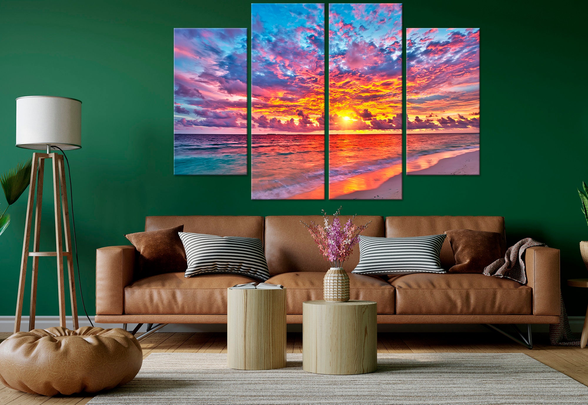 Beach Sunset Canvas Print Sea Wall Art Ocean Canvas Landscape Print ...