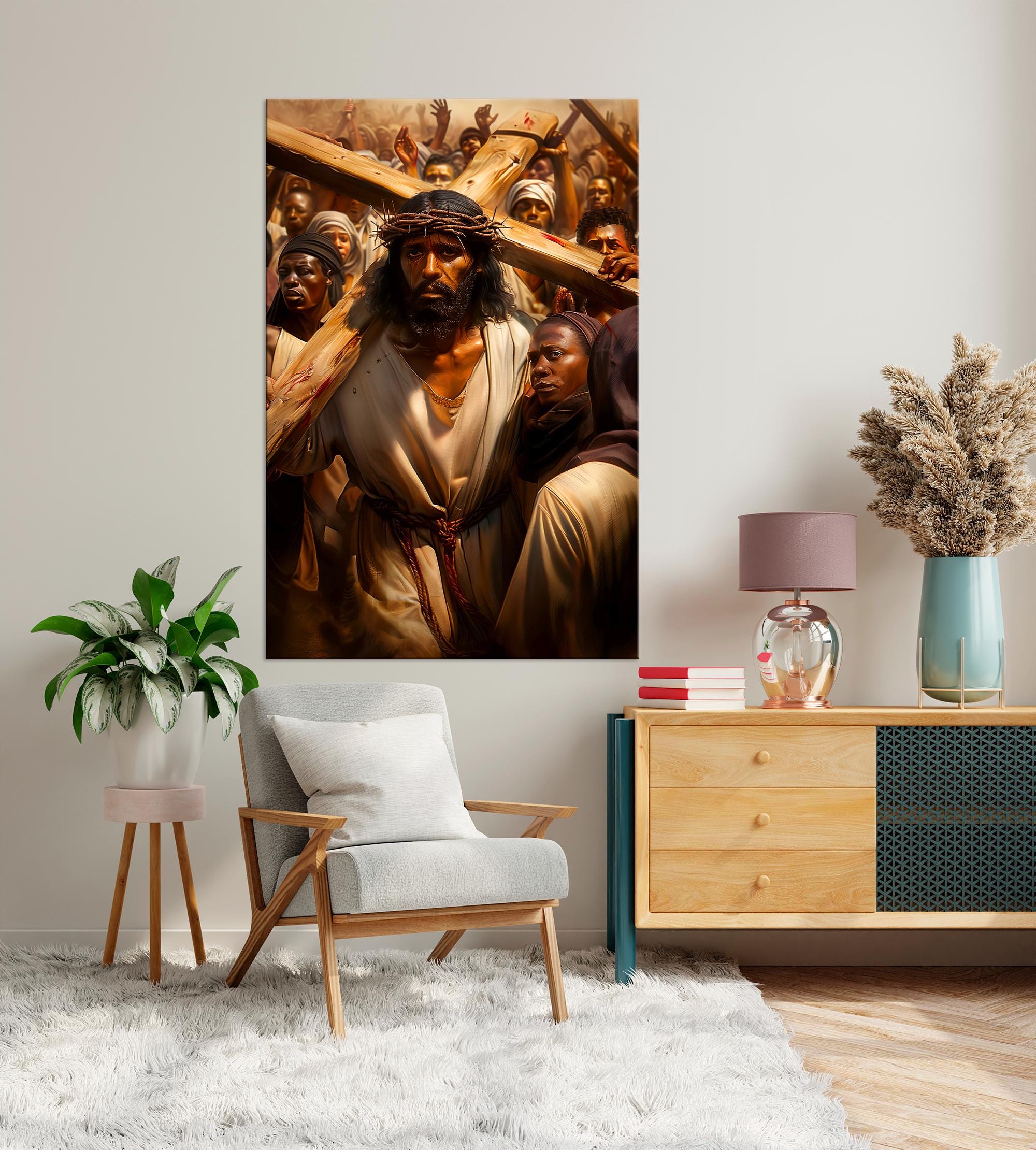 Jesus Christ Carries the Cross Canvas Print Biblical Wall Art Religious ...