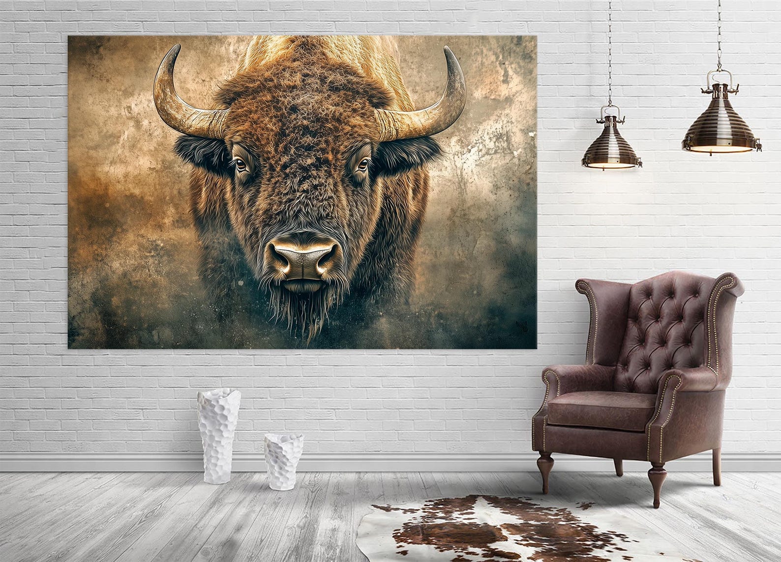 American Buffalo Canvas Print: Large Rustic Western Wall Art - Etsy