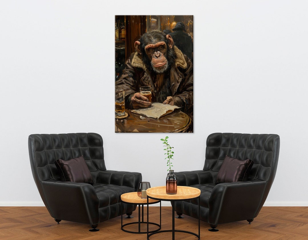 Monkey Large Canvas Wall Art Canvas Print Monkey Wall Art Monkey Drink ...