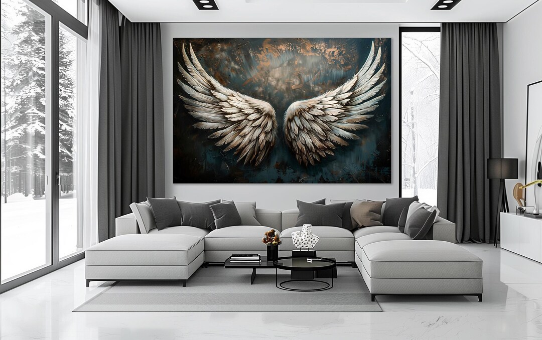 White Angel Wings Canvas Print Abstract Wings Wall Art Falen Angel ...