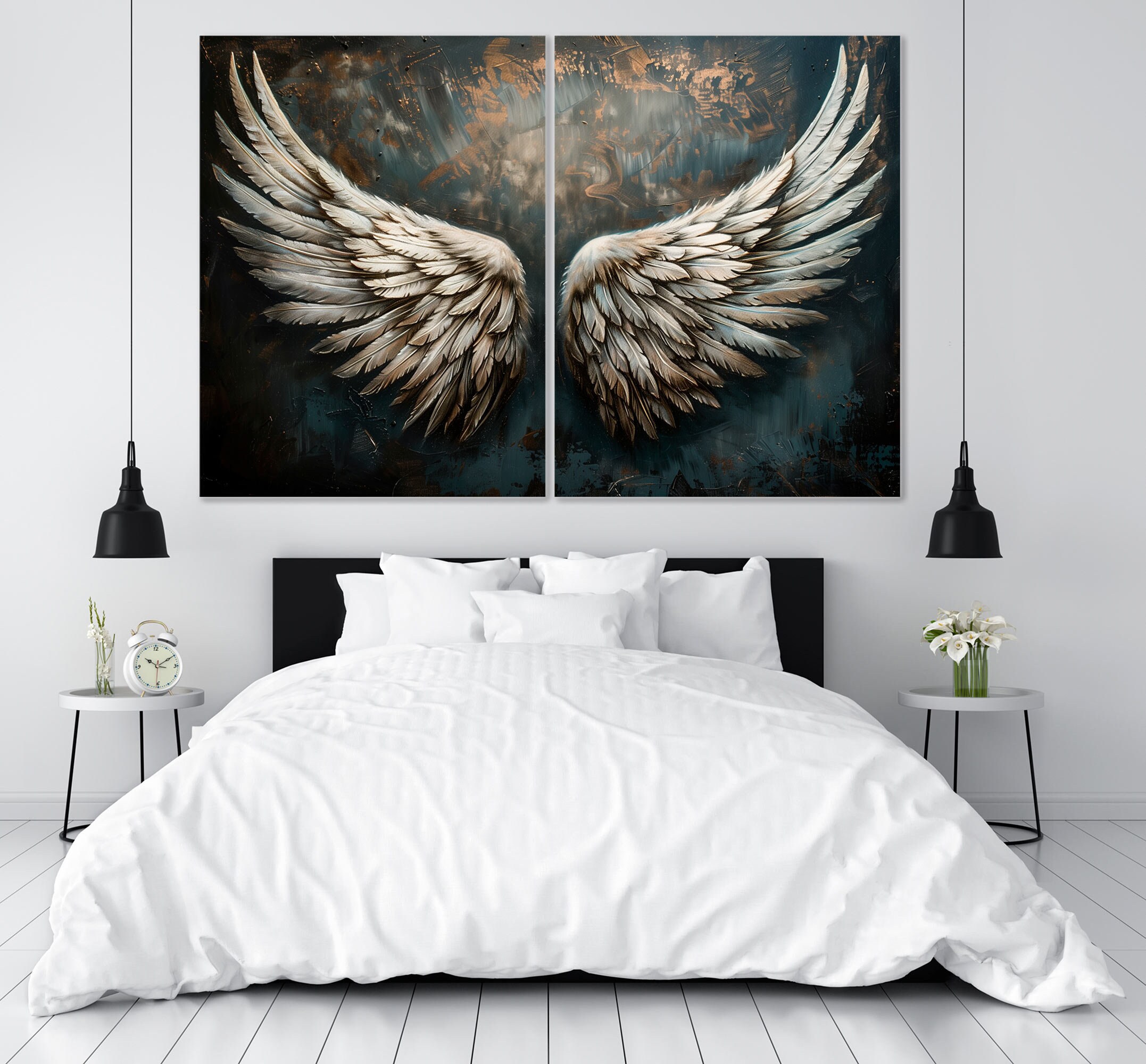 White Angel Wings Canvas Print Abstract Wings Wall Art Falen Angel ...