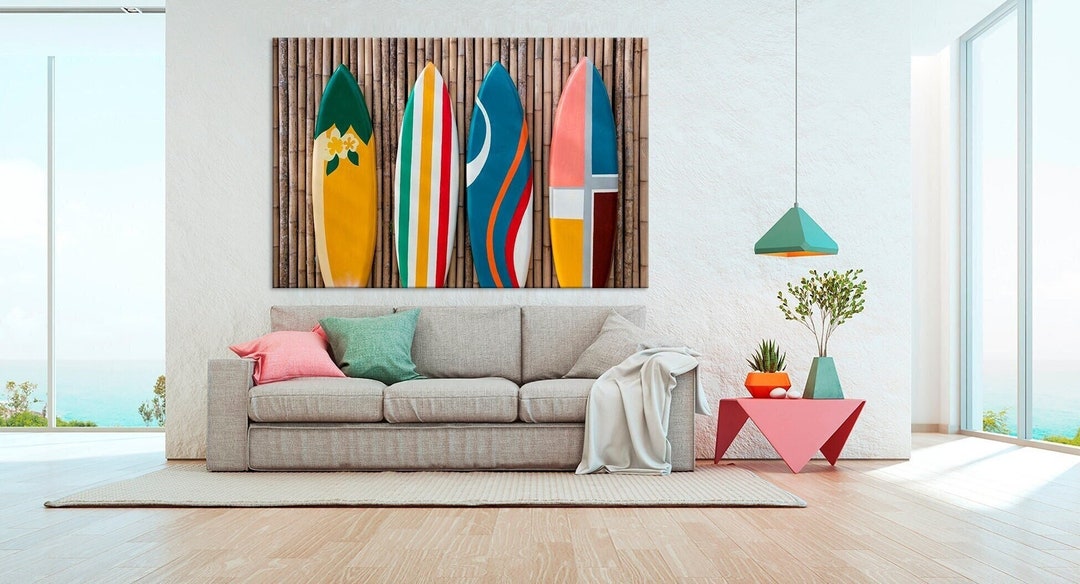 Colorful Surfboards Canvas Print Surf Style Wall Art Minimalist Surfing ...