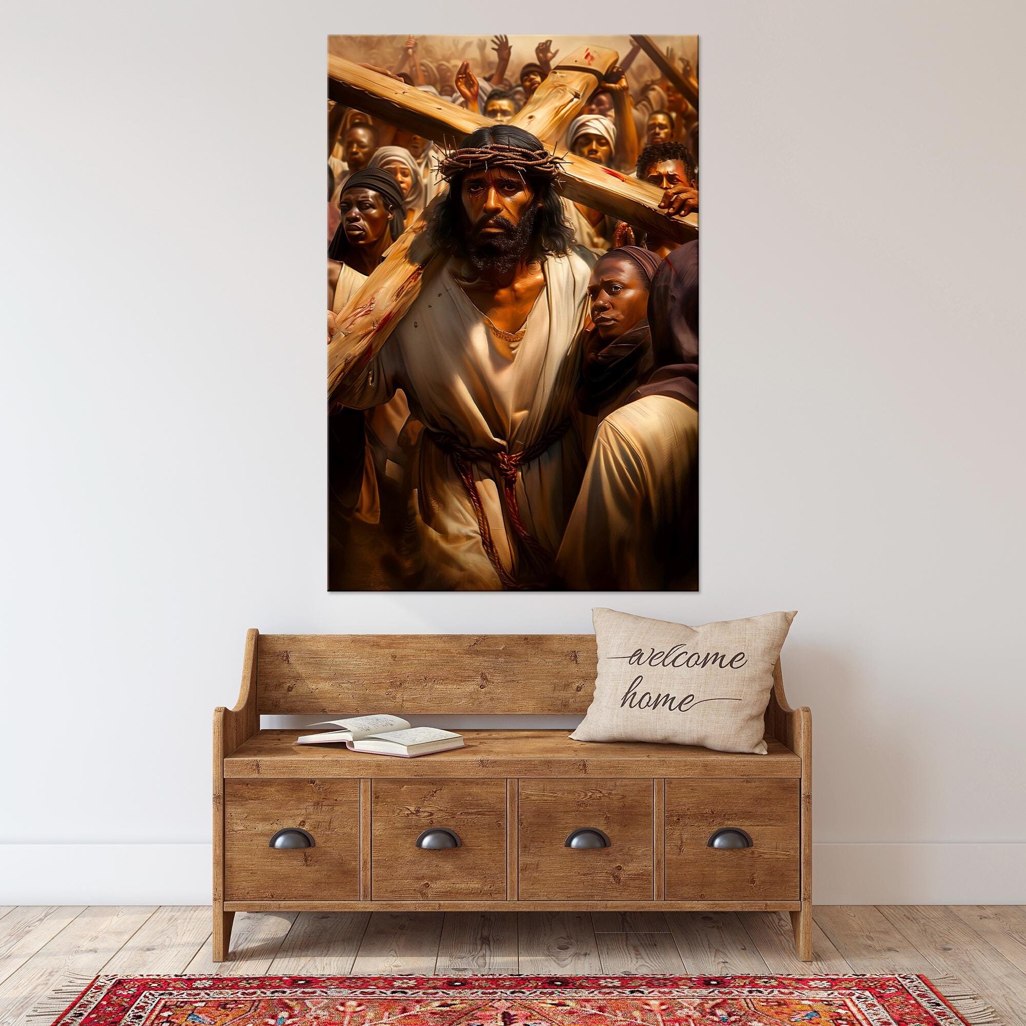 Jesus Christ Carries the Cross Canvas Print Biblical Wall Art Religious ...