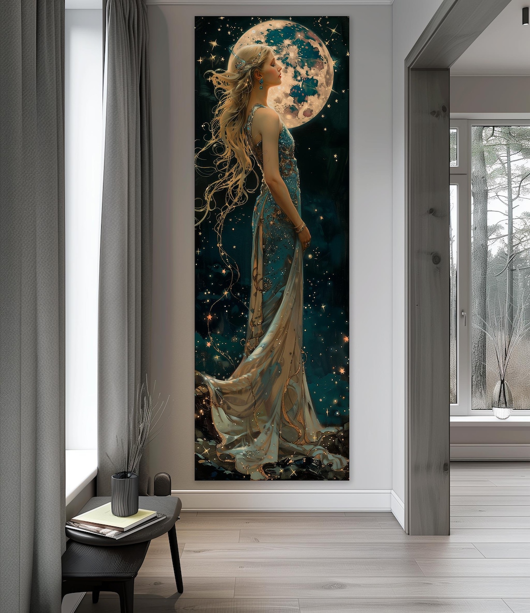 Alphonse Mucha Art Nouveau Fairy Girl Canvas Print: Long Narrow Wall ...