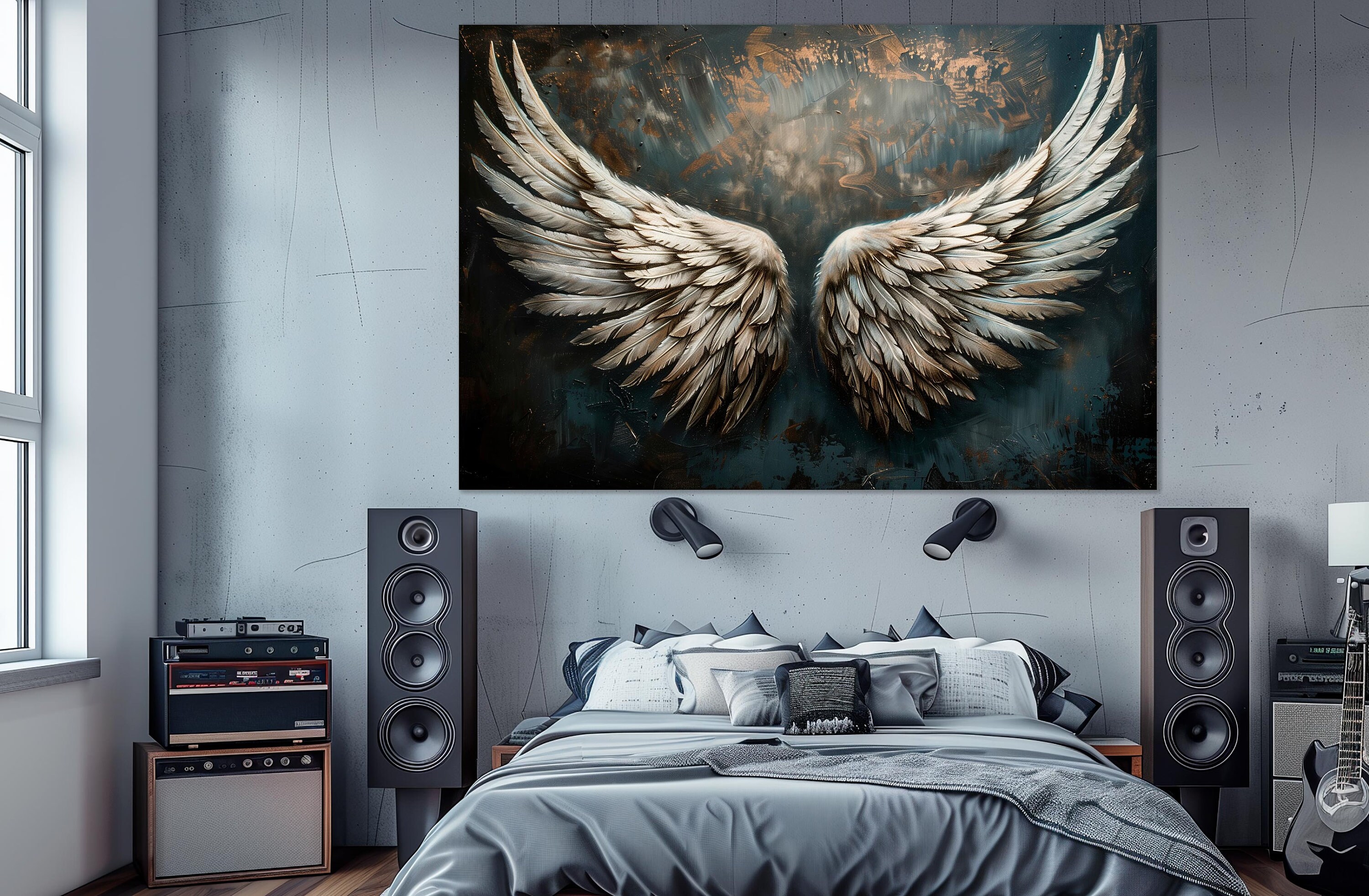 White Angel Wings Canvas Print Abstract Wings Wall Art Falen Angel ...