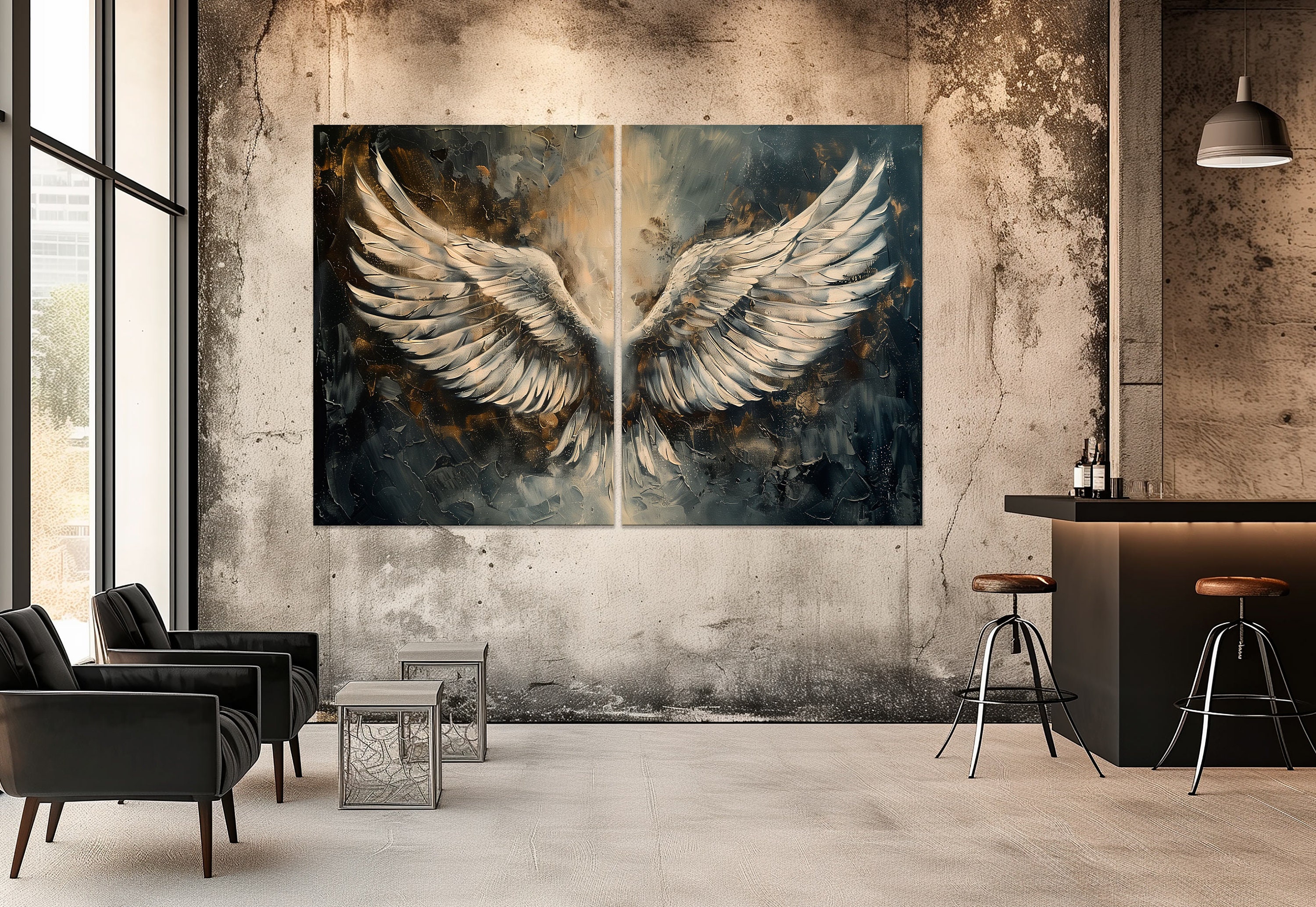 Angel Wings Canvas Print Abstract Angel Wings Wall Art Falen Angel ...
