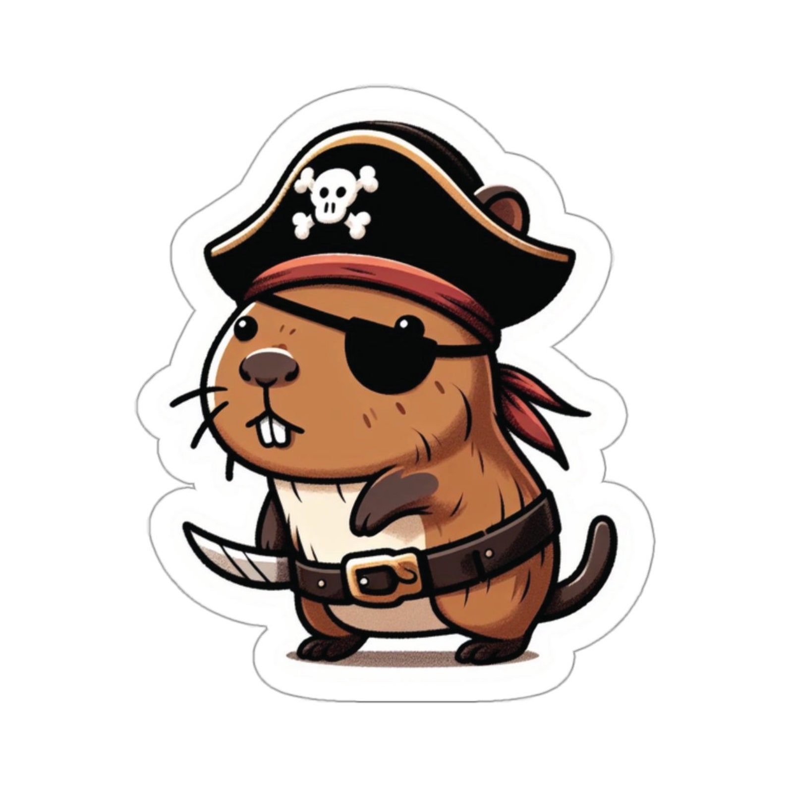 Kawaii Pirate Capybara Sticker, Planner, Laptop, Water Bottle, Bumper ...
