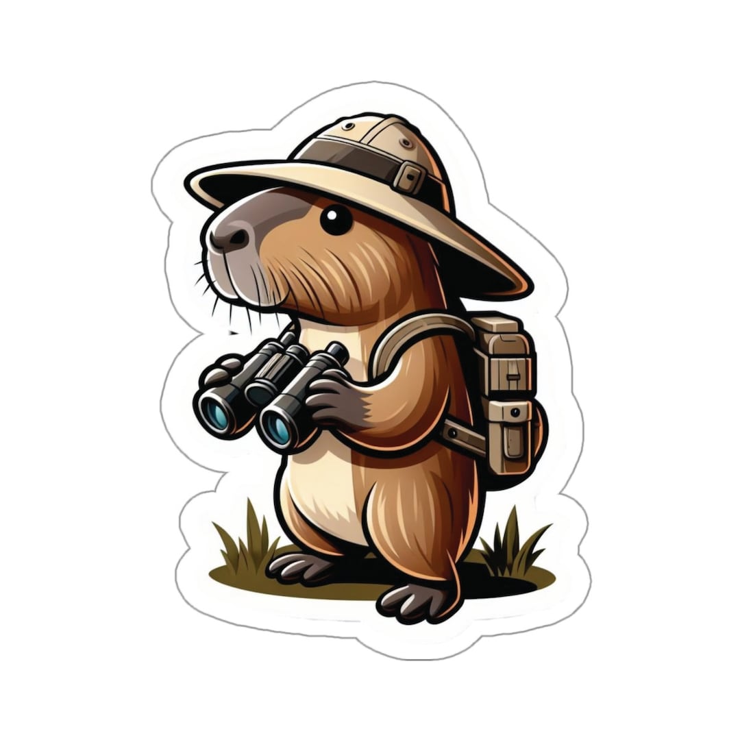 Cute Adventurer Capybara Vinyl Sticker, Planner, Laptop, Water Bottle ...