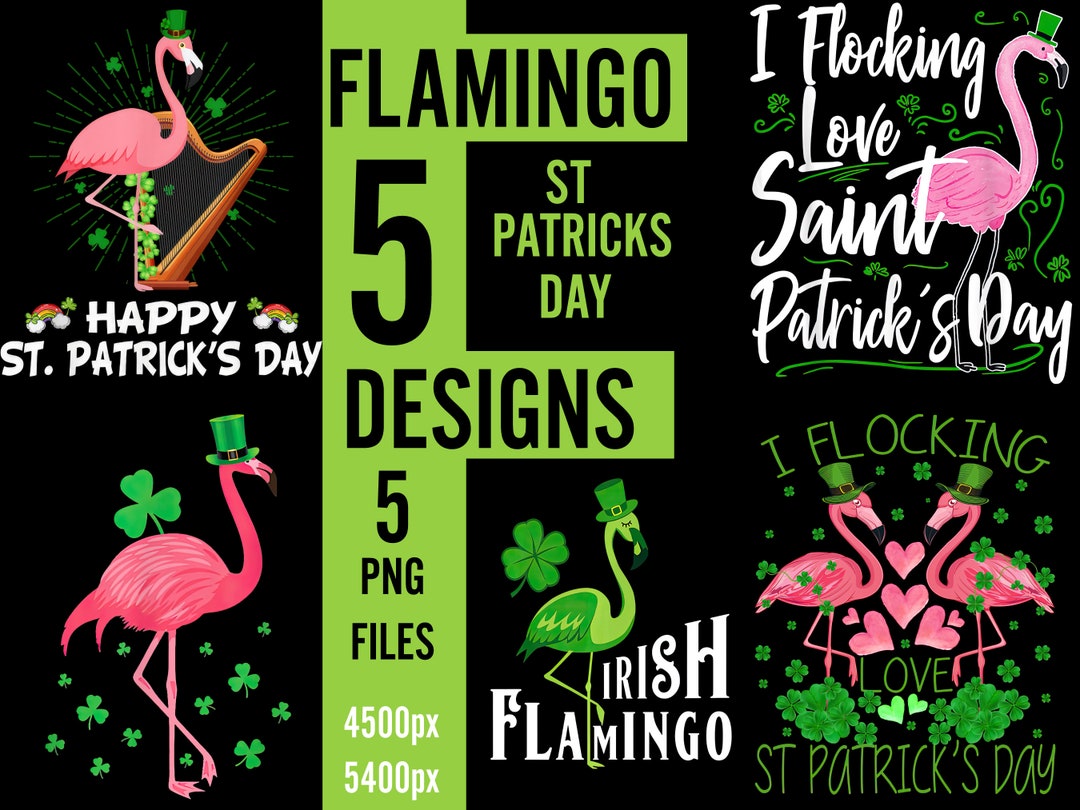 Flamingo Shamrock St Patricks Day PNG, Funny St Patrick’s Day Png ...