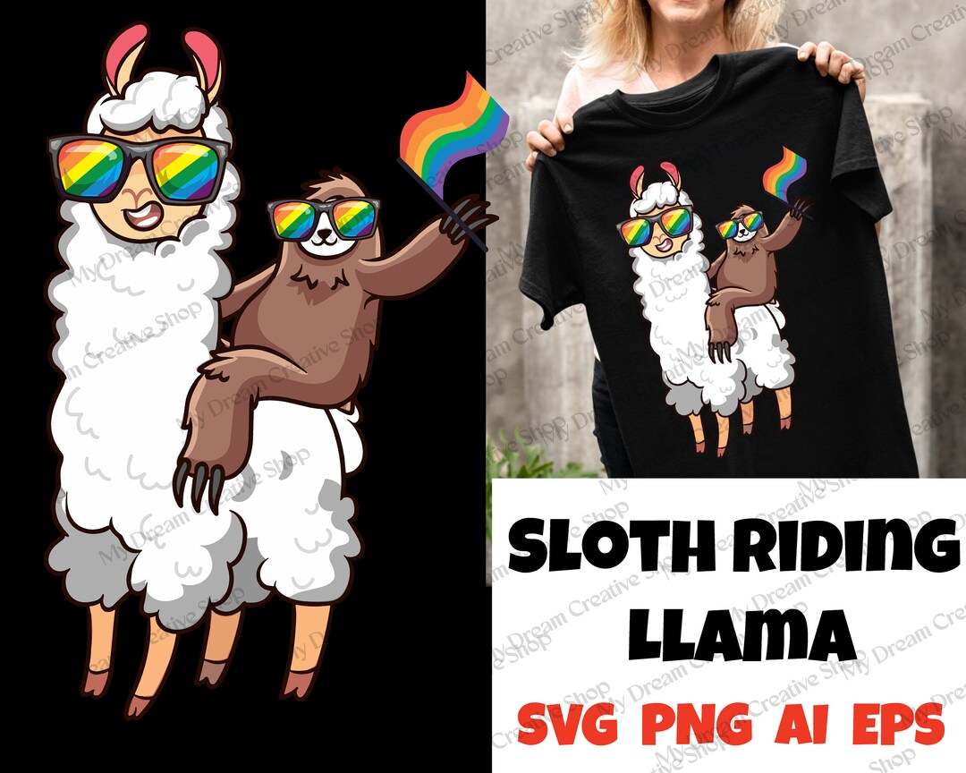 Sloth Riding Llama Svg Lazy, Sloth Svg, Llama Png, Sloth Gift, Llama ...