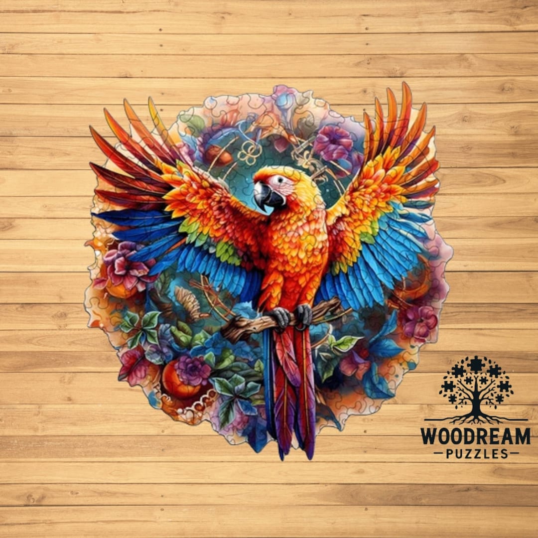 Beautiful Parrot Wooden Jigsaw Puzzle Animal Shaped Pieces Educational ...