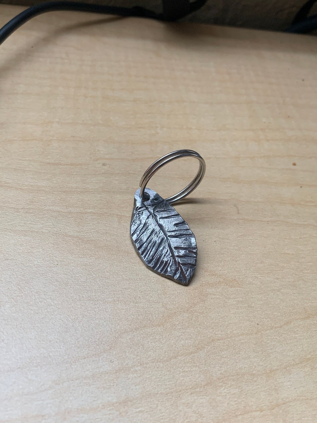 Hand-forged Leaf Keychain - Etsy