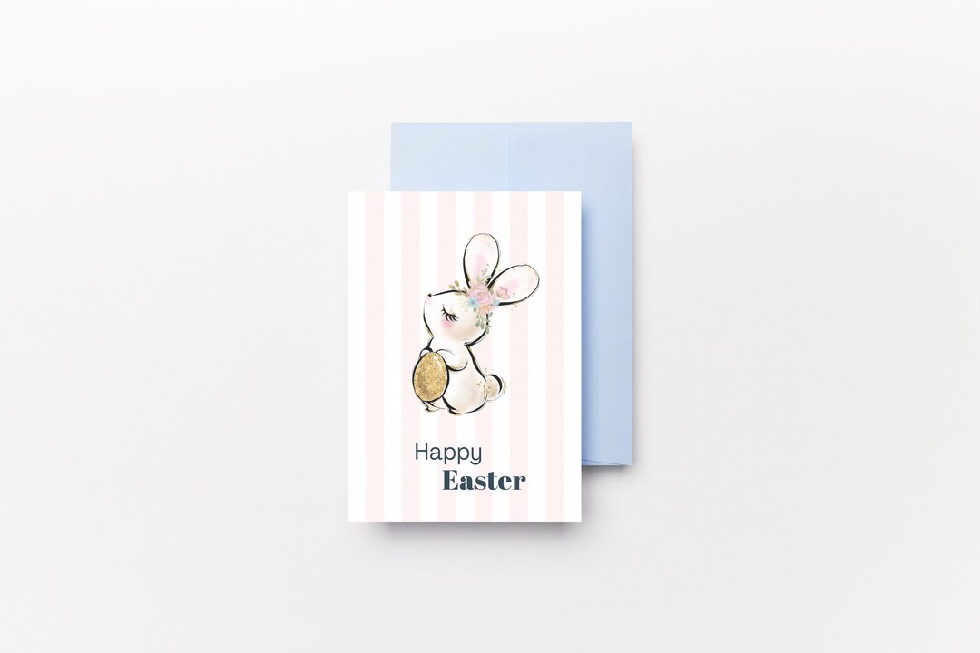 Easter Bunny Printable Card, Greeting Cards A6, Digital Greeting Card ...