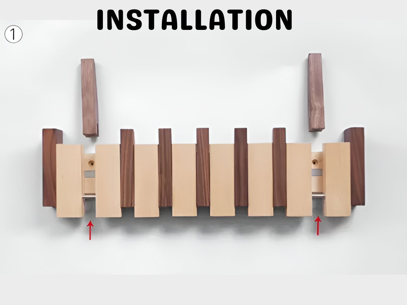 Solid Wood Wall Mounted Piano Coat Rack, Easy to Install, Flip Down ...