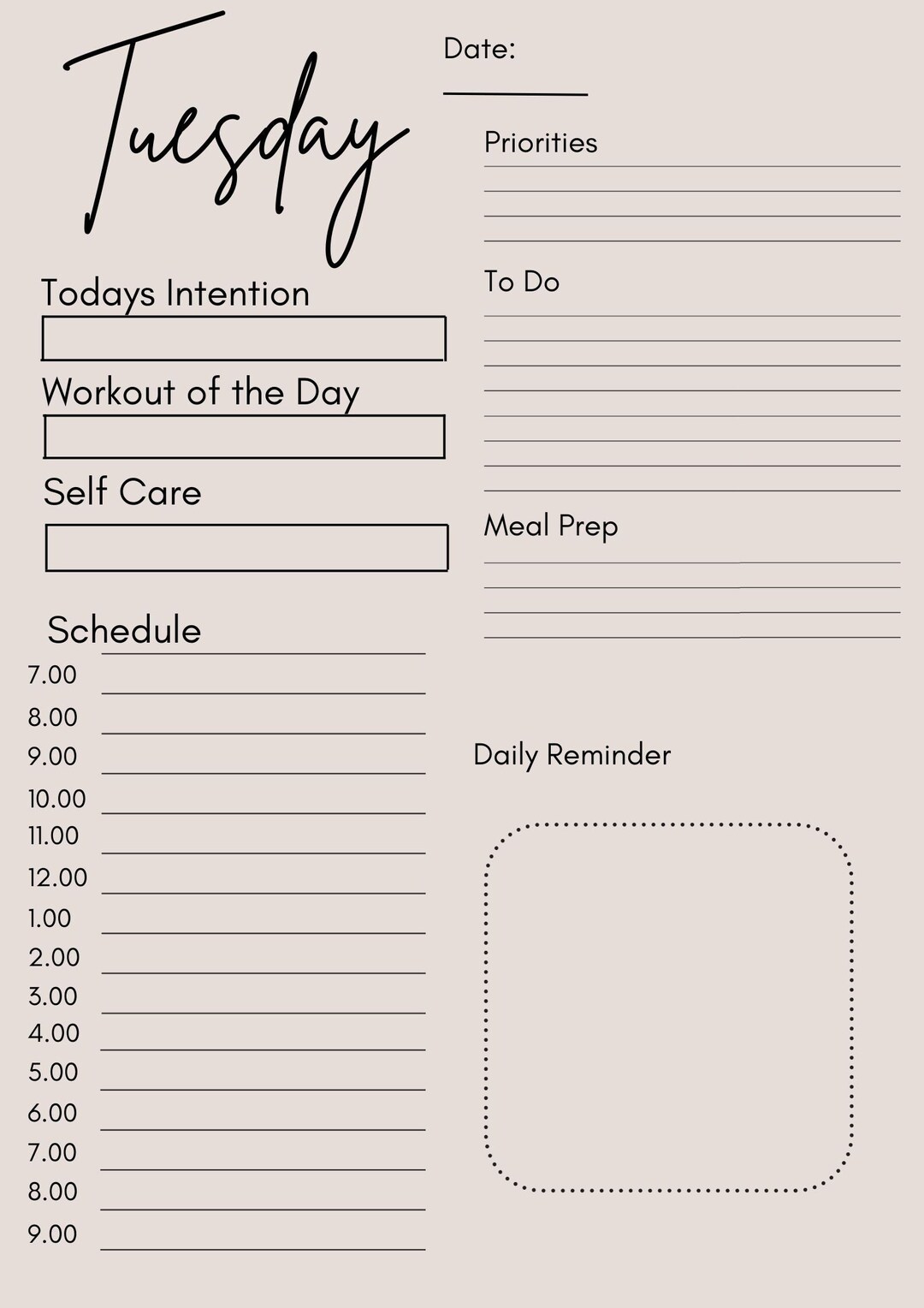 Printable 5 Day Weekly Planner - Etsy