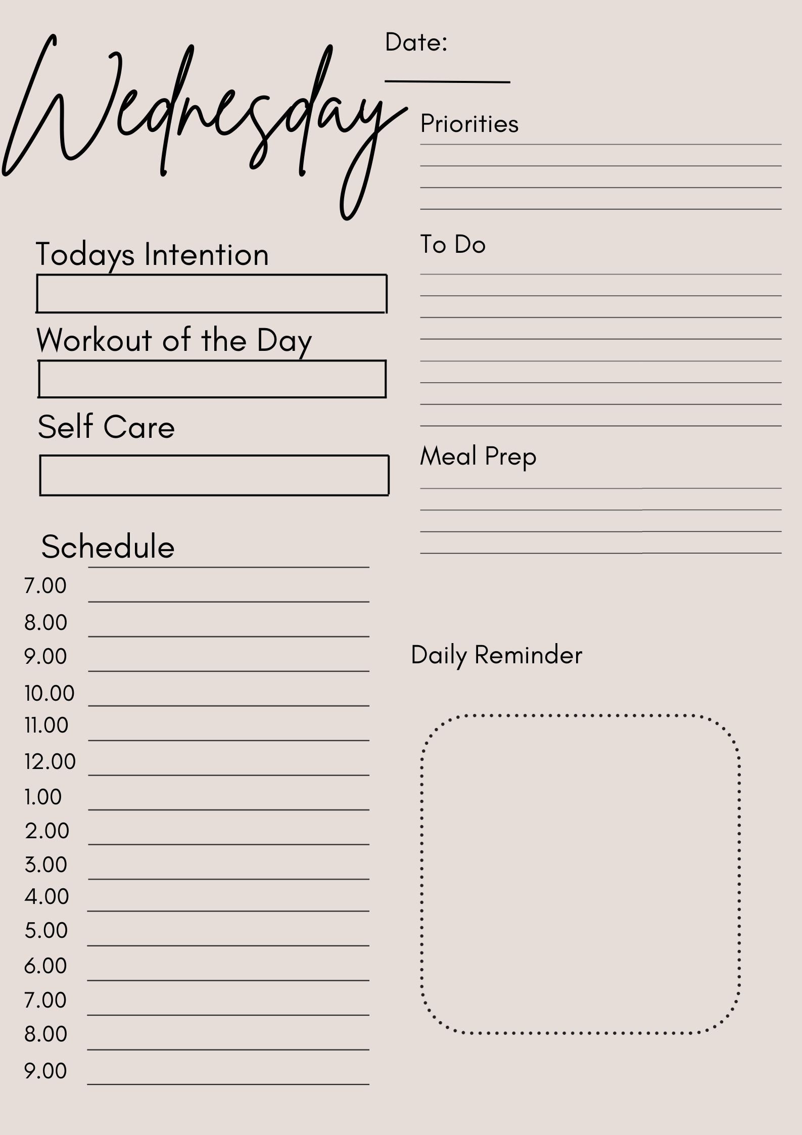 Printable 5 Day Weekly Planner - Etsy