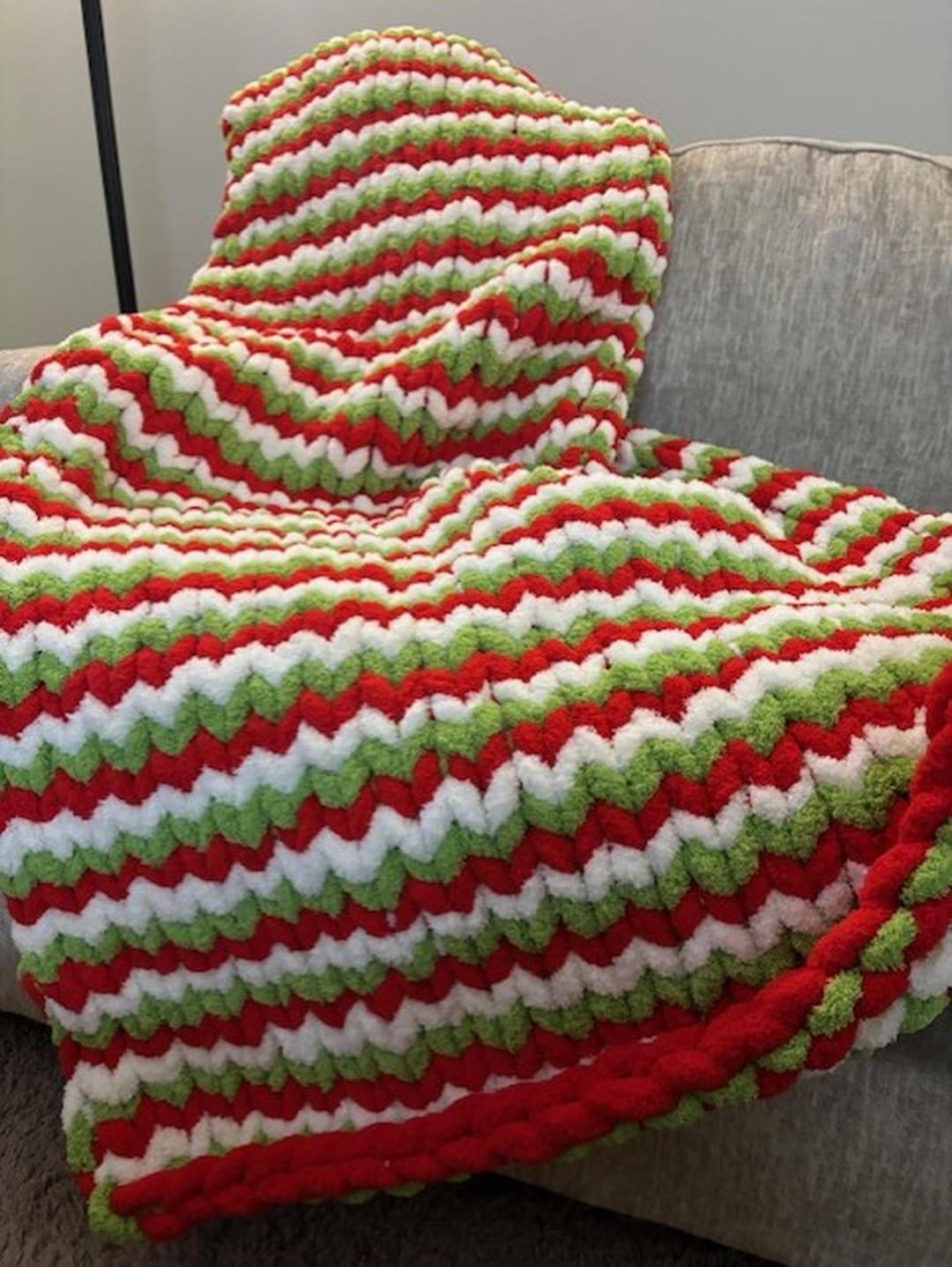 Handmade Grinch Chunky Knit Blanket: Holiday Christmas Throw - Etsy