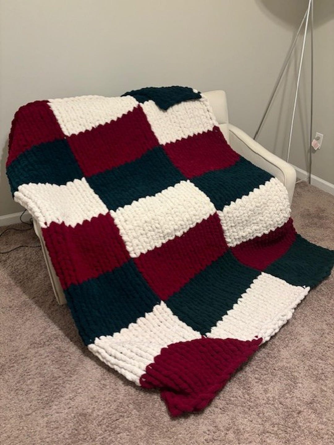 Christmas Chunky Blanket/ Vintage Checker Blanket/ Holiday Blanket ...
