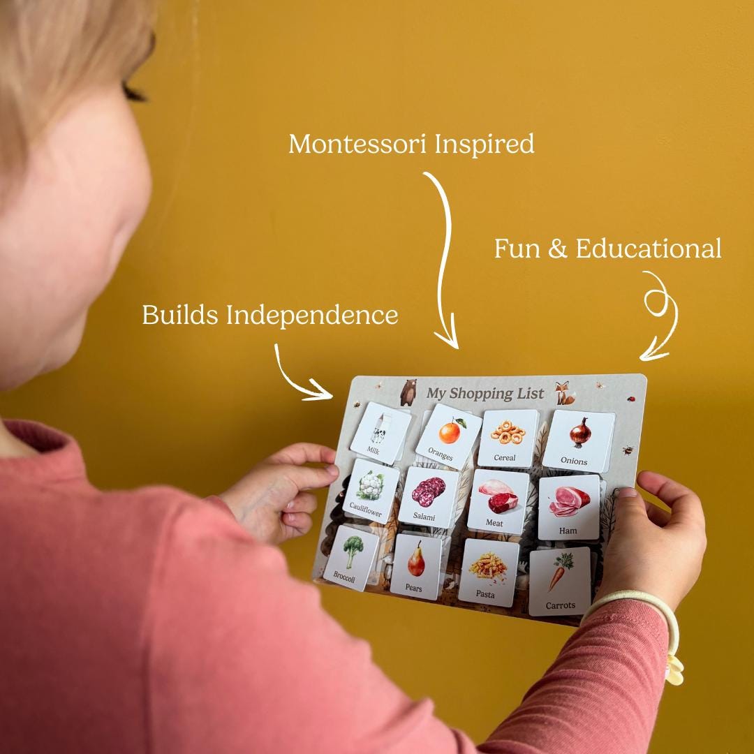 Kids Shopping List – Visual Grocery Board With 35 Cards & Velcro ...