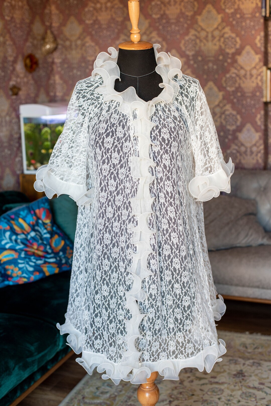 Vintage White Lace Robe of 60s/70s Victorian Robe Size 36/38/40 - Etsy