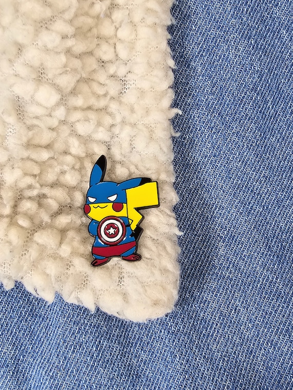 Pikachu cosplay Captain America Pokémon Enamel Pin Po… - Gem