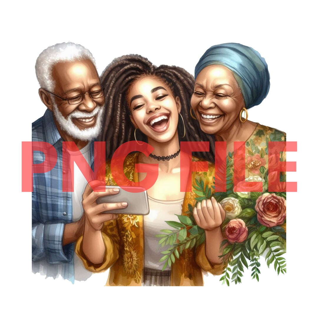 Black Family Png, Black History PNG, Grandparents Clipart, Black ...