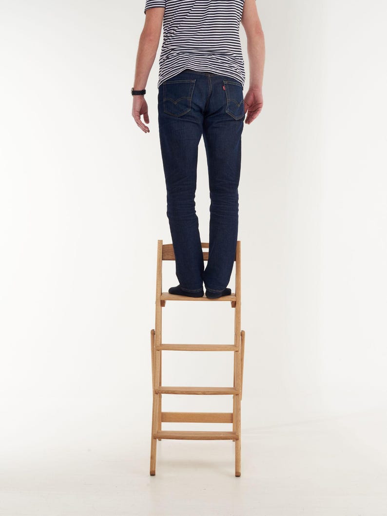 Compact Folding Ladder for Kitchen or Home Décor Made of Light Oak ...
