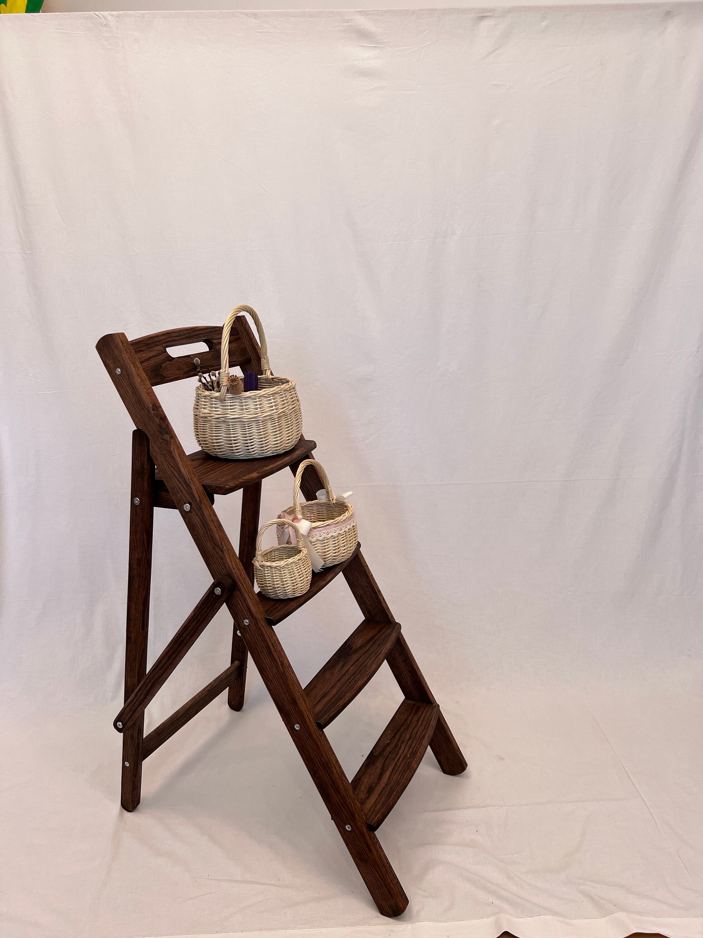 A Wooden Folding Ladder Made of Oak for Home, Kitchen,library,flower ...