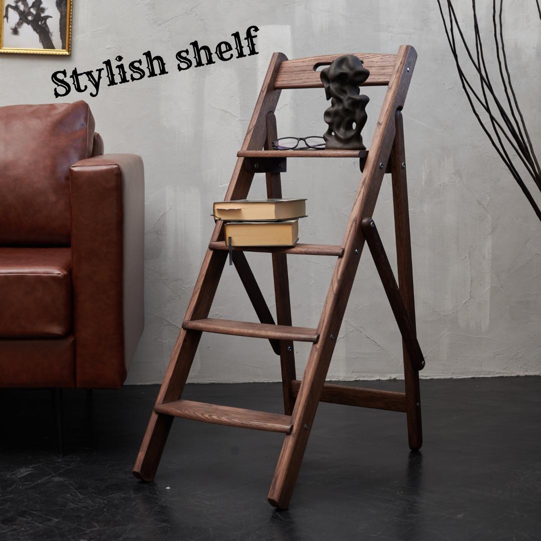 Foldable Wooden Ladder | Solid Oak Step Stool | Handmade | 110 Cm(43in ...