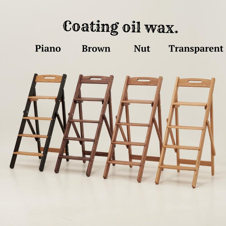A Wooden Folding Oak Ladder Сovered Oil Wax. Size110cm (43inche) for ...