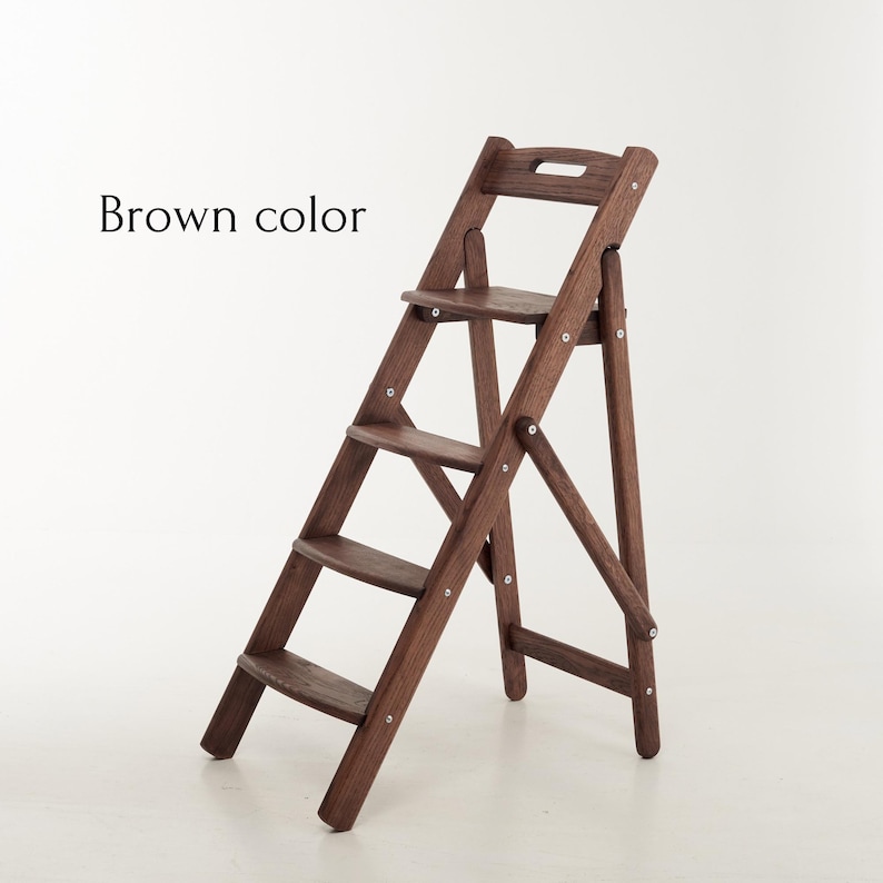 Compact Folding Ladder for Kitchen or Home Décor Made of Light Oak ...