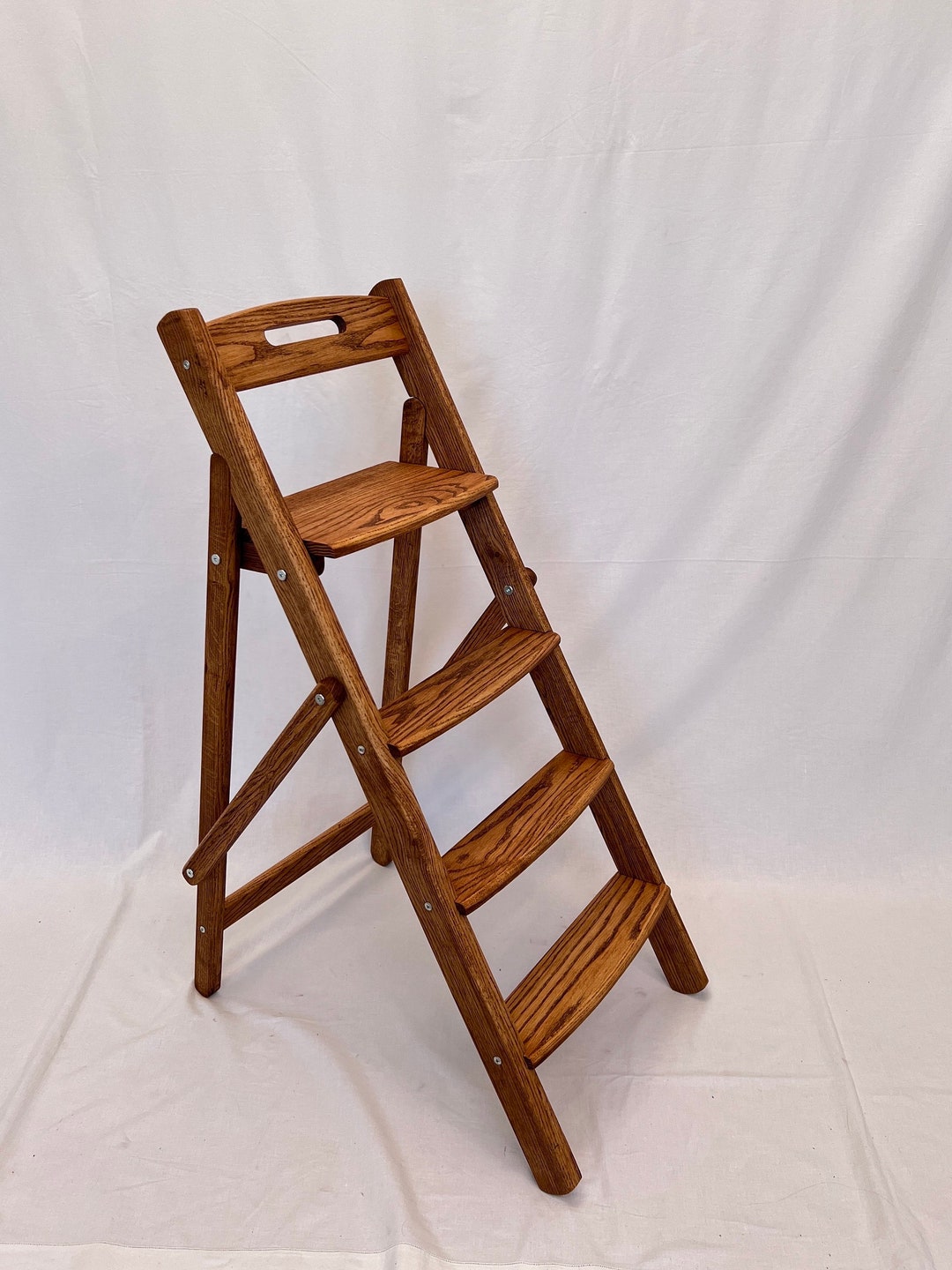 A Wooden Folding Ladder Made of Oak. Sizes110cm High43inchesfor Home ...