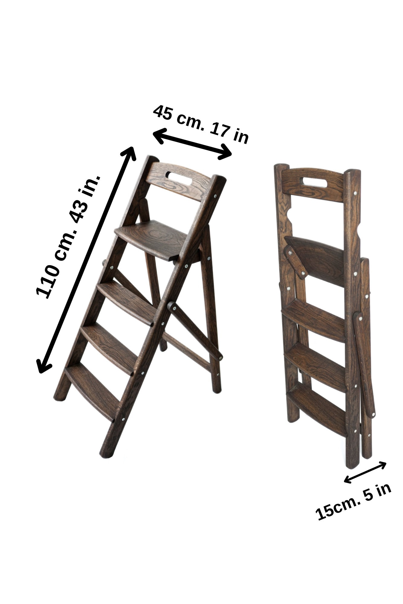 A Wooden Folding Ladder Made of Oak. Size 110cm High43 Inchesfor Home ...
