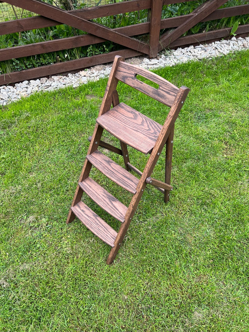 A Wooden Folding Ladder Made of Oak in Two Sizes110/130 Cm High(43 ...