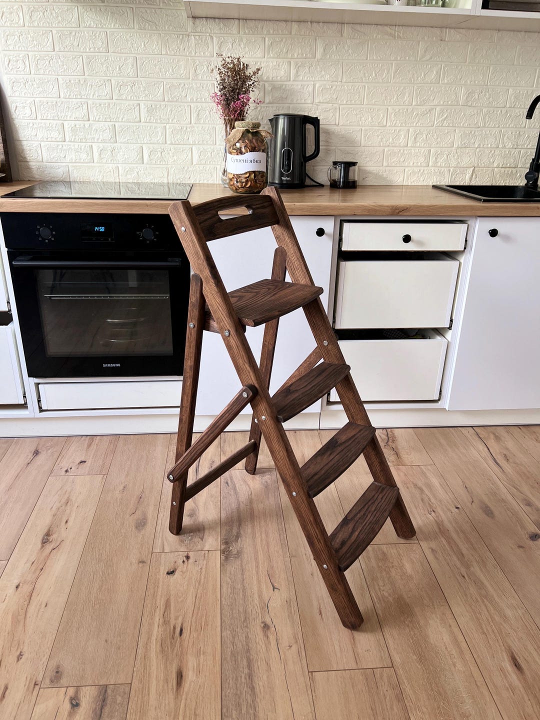 A Wooden Folding Ladder Made of Oak. Size110cm High(43inche)for Home ...