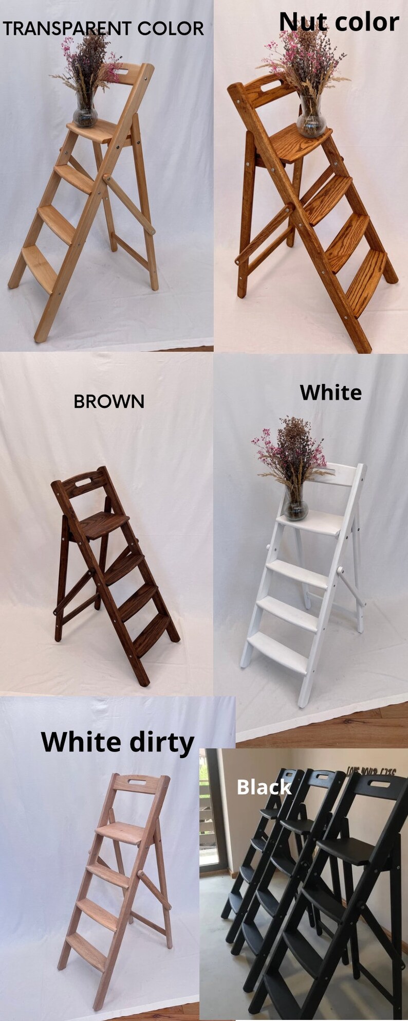 A Wooden Folding Ladder Made of Oak for Home, Kitchen,library,flower ...
