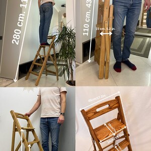 A Wooden Folding Ladder Made of Oak in Two Sizes110/130 Cm High(43 ...