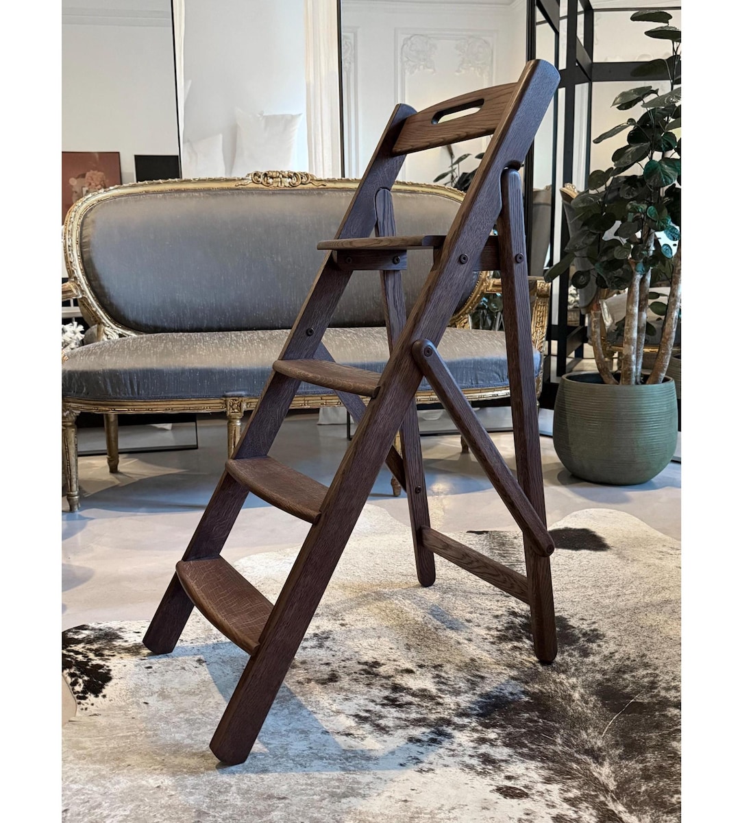 Foldable Wooden Step Ladder | Solid Oak Step Stool | Handmade | 110 Cm ...