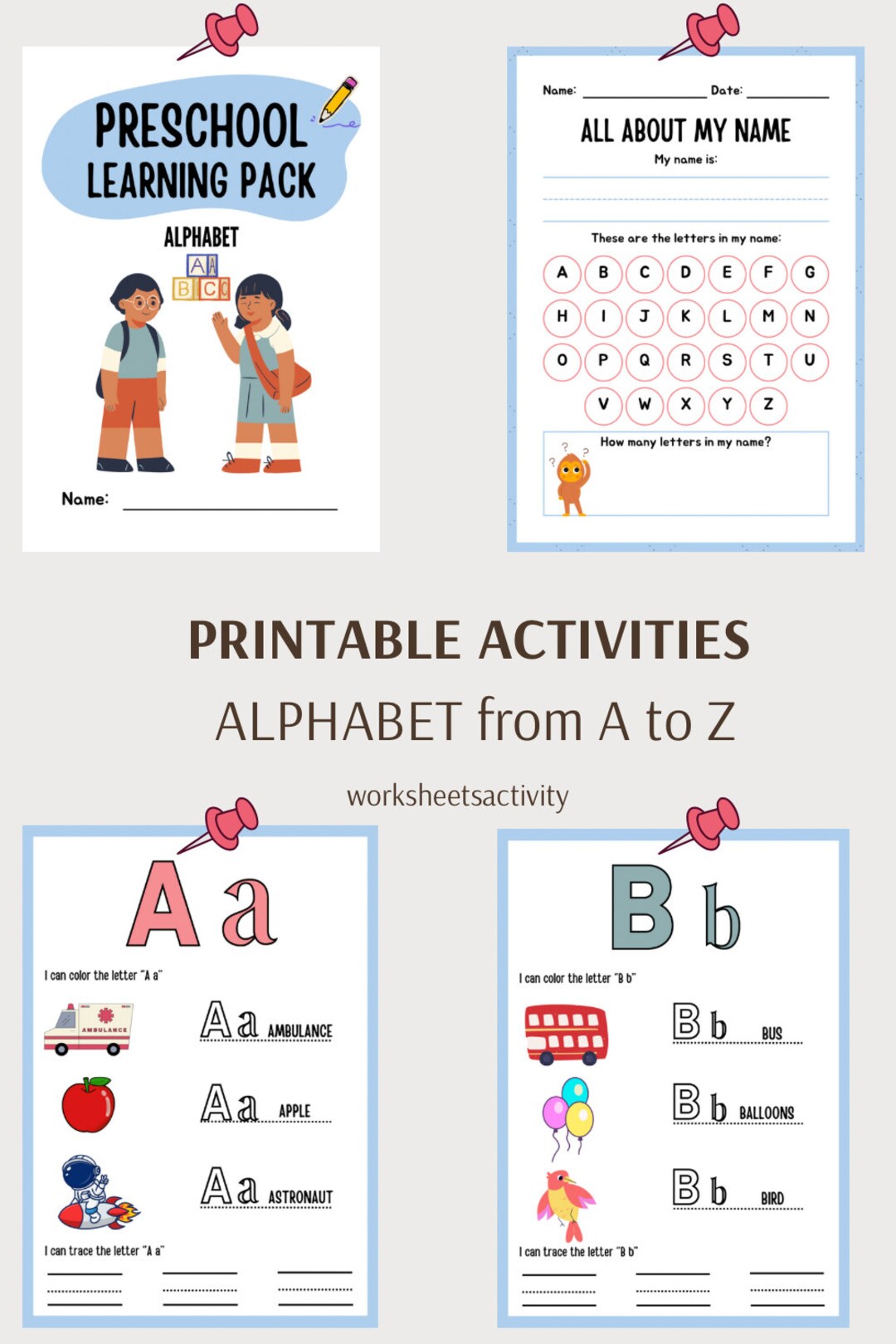 PRESCHOOL LEARNING PACK alphabet - Etsy