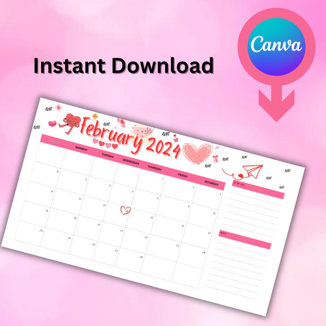 Editable February 2024 Calendar , Printable Classroom Calendar ...