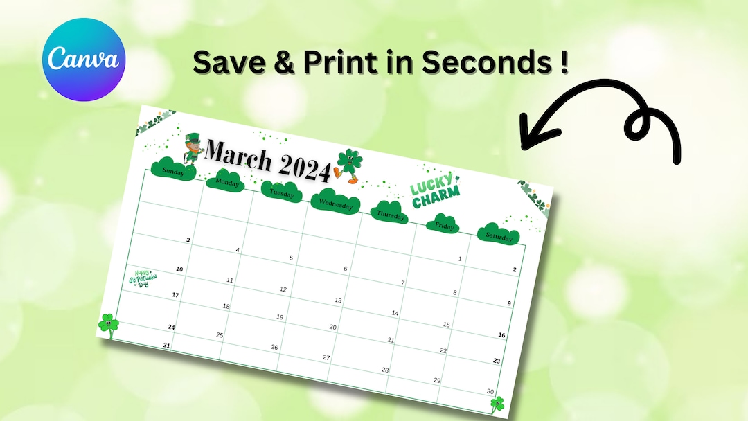 Editable March 2024 Calendar , Printable Classroom Calendar , Printable ...