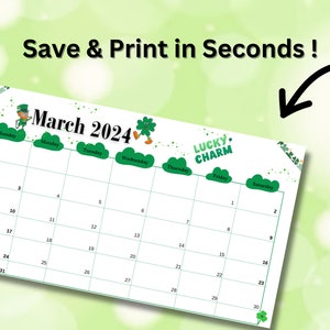 Editable March 2024 Calendar , Printable Classroom Calendar , Printable ...