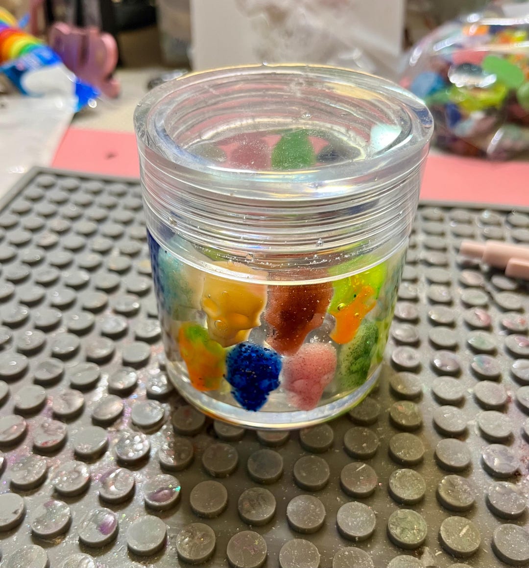 Handmade Resin Storage Jar: Miniature Skull Inclusions, Screw-on Lid - Etsy